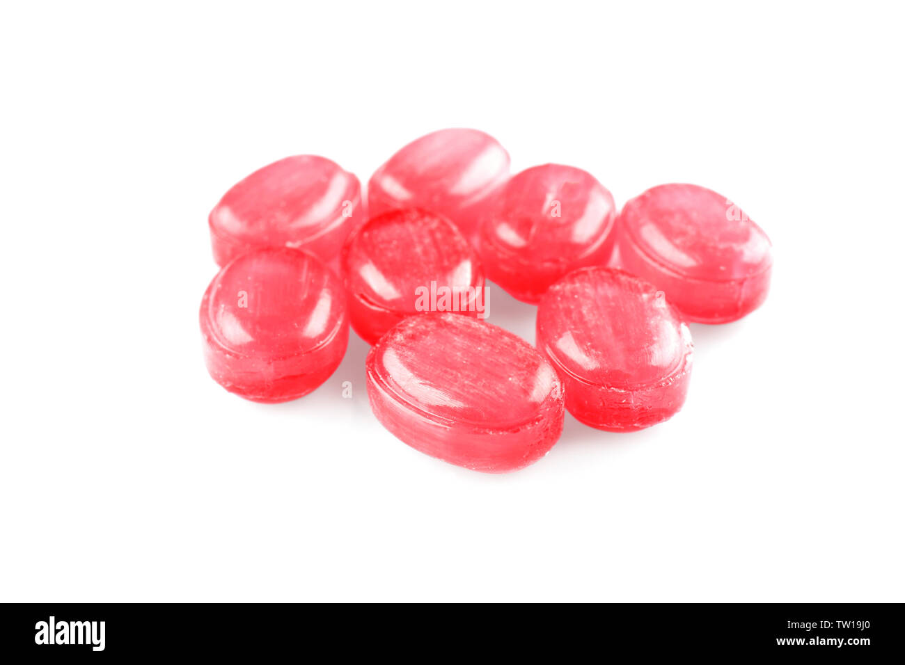Cough drops on white background Stock Photo - Alamy