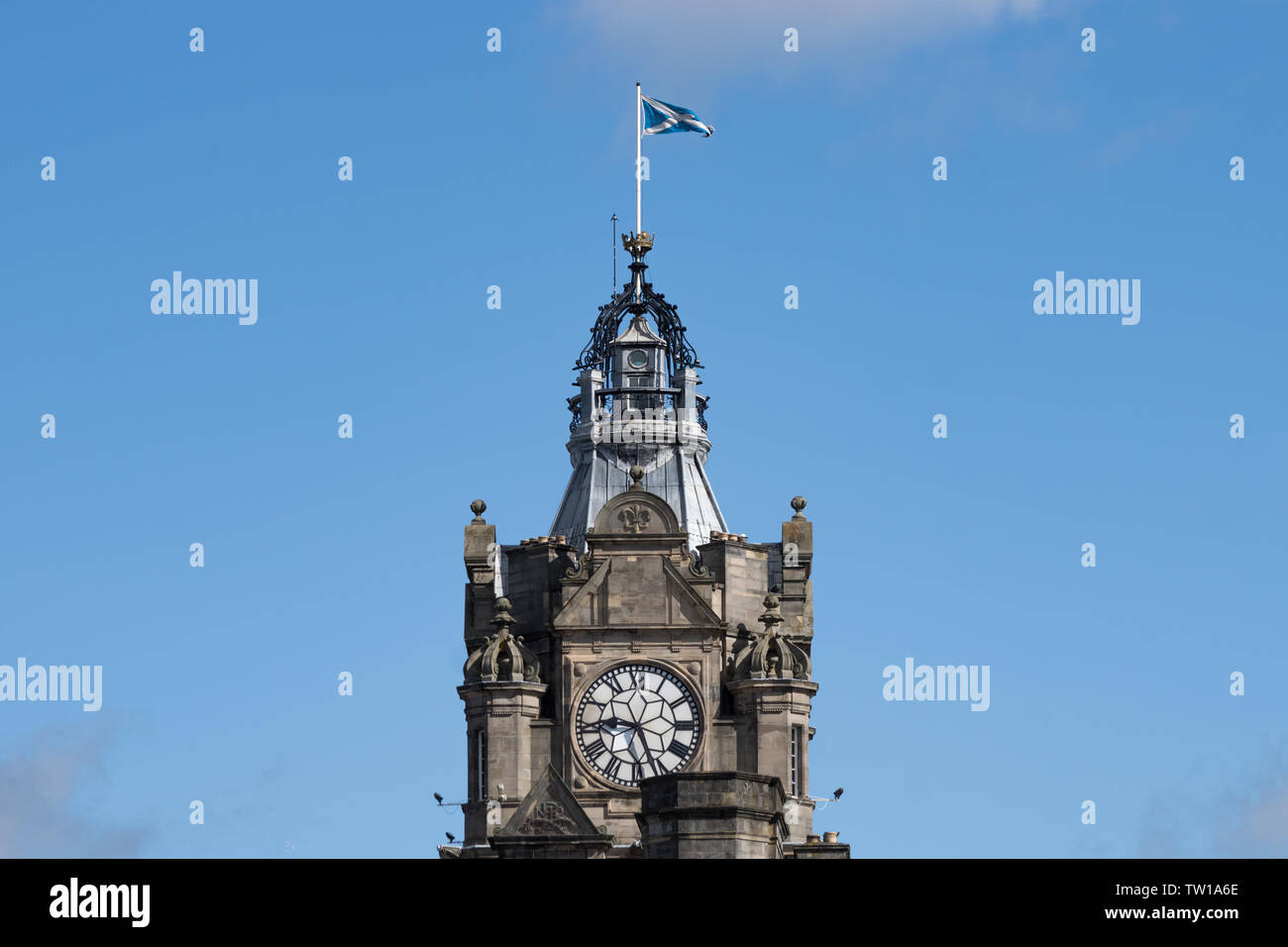 The Clock Tower of the Balmoral Hotel in Edingburgh, Scotland Stock ...