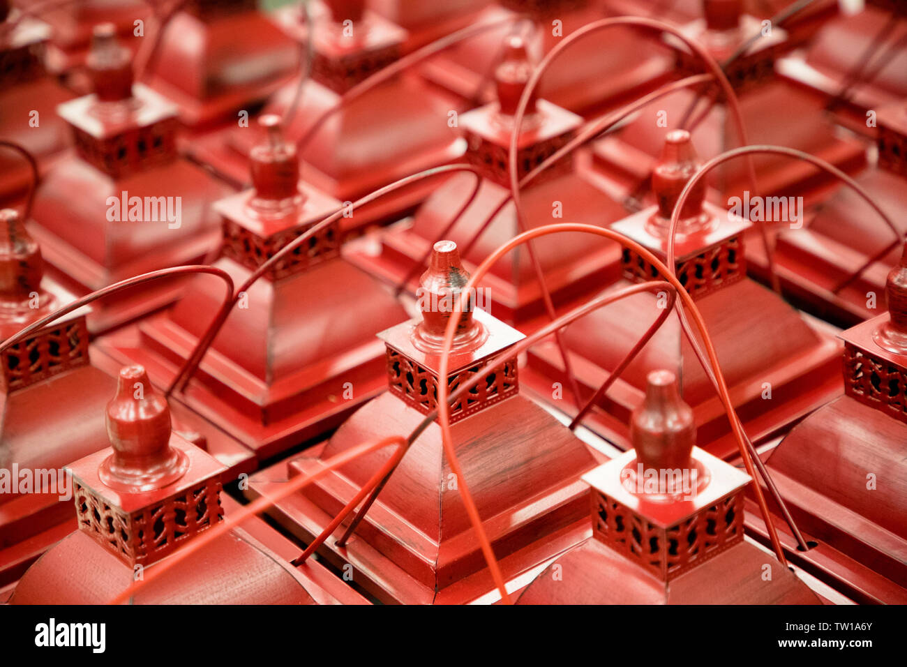 Red Lantern for block candle. top view Stock Photo - Alamy