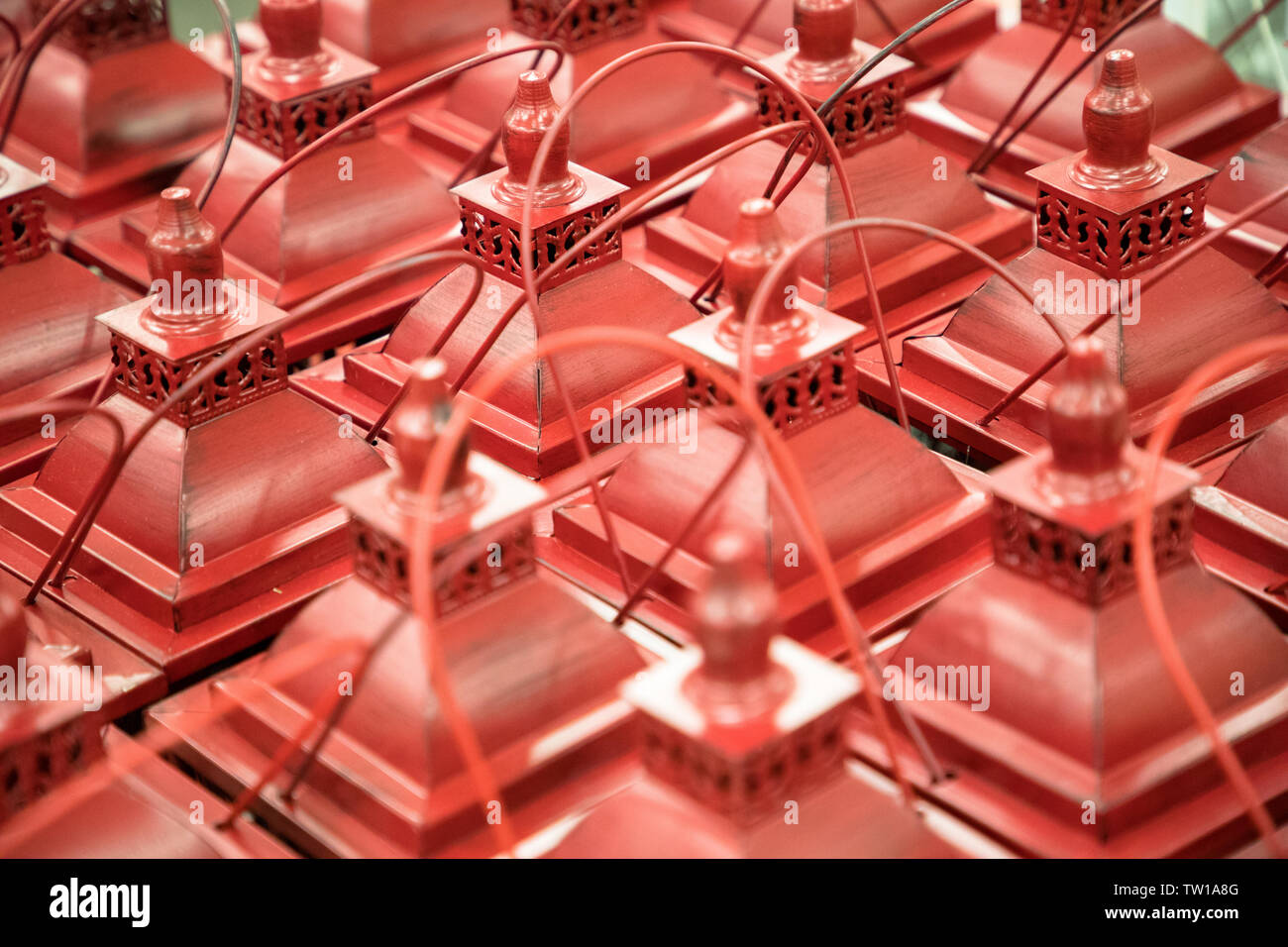 Red Lantern for block candle. top view Stock Photo - Alamy