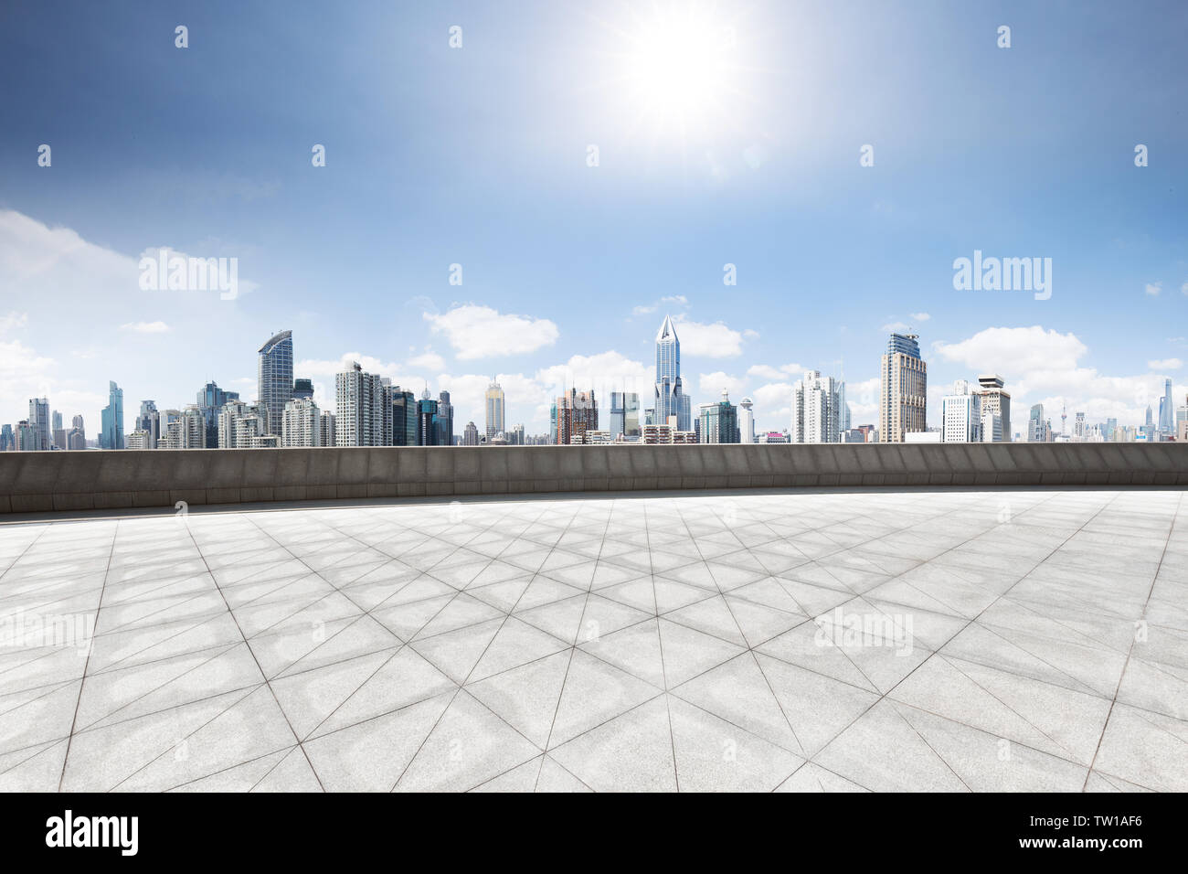 empty floor with cityscape of modern city Stock Photo - Alamy