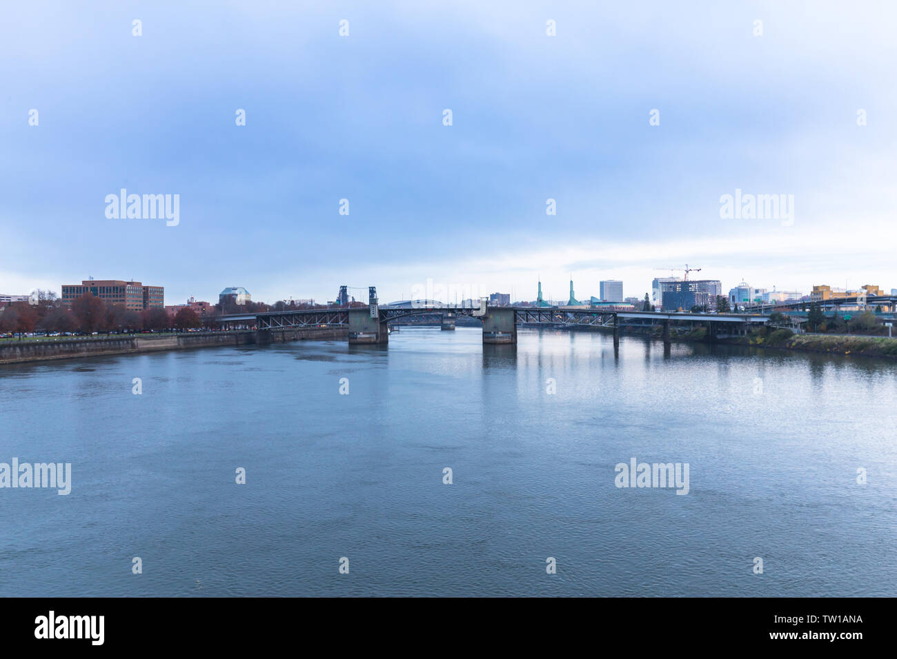 Old bridge over river in portland Stock Photo - Alamy