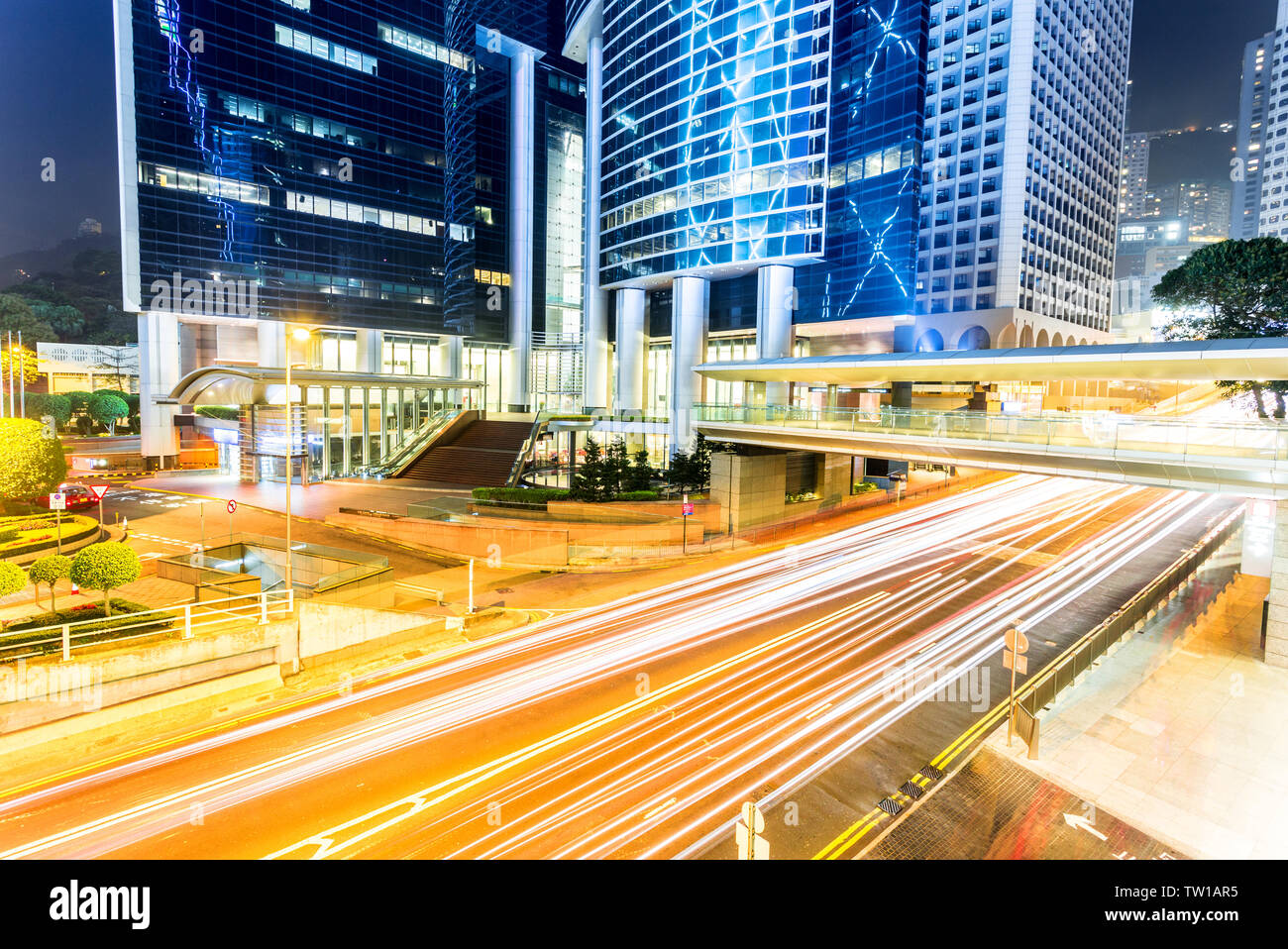 urban city traffic light trails at night Stock Photo - Alamy