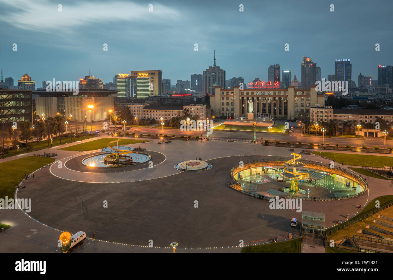 Night view of Tianfu Square in Chengdu Stock Photo - Alamy