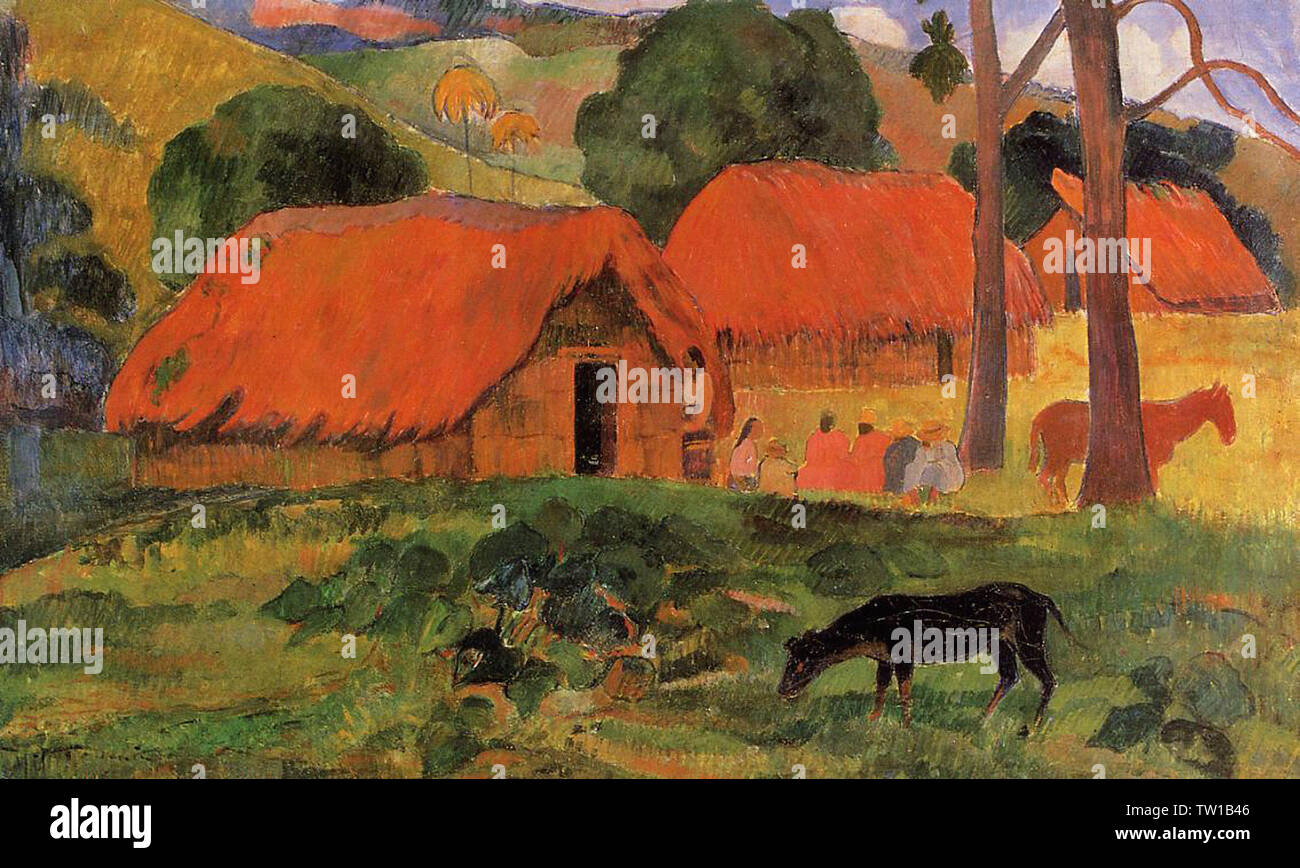 Paul Gauguin - Three Huts C 1891 Stock Photo - Alamy