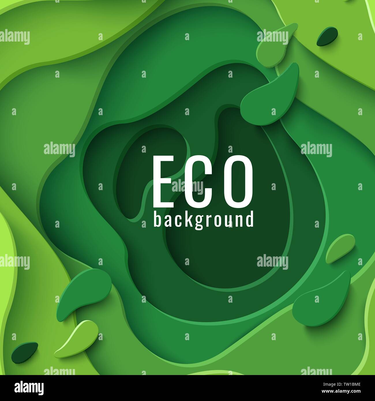 Eco abstract green paper cut background. Vector ecological banner Stock ...