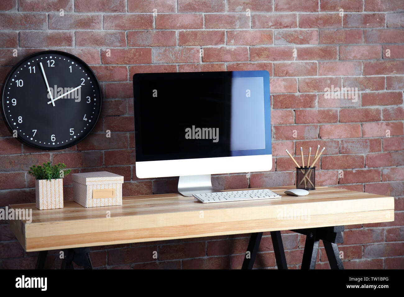 Modern designer workplace with computer Stock Photo - Alamy