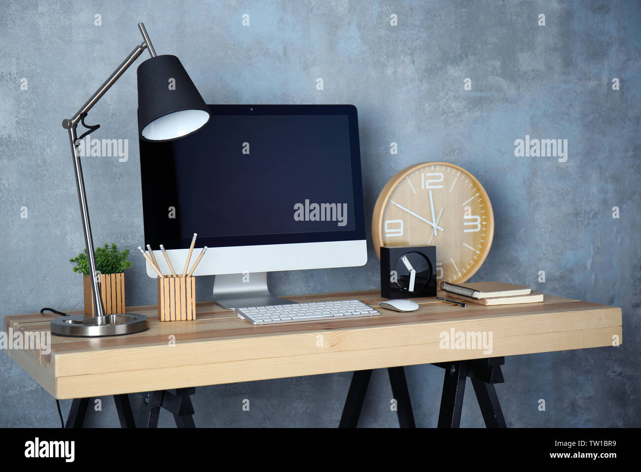 Modern designer workplace with computer Stock Photo - Alamy