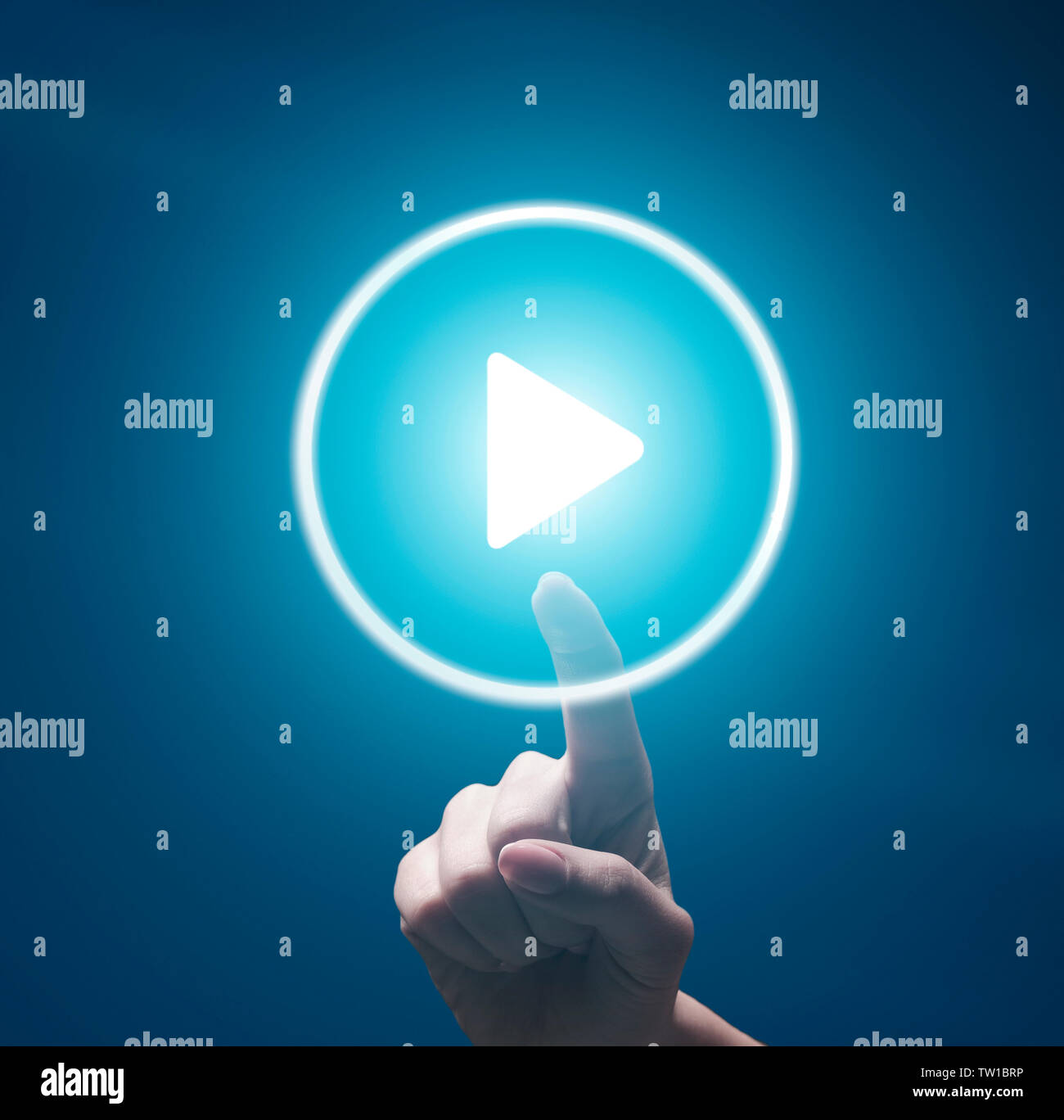 Transparent Blue Play Button