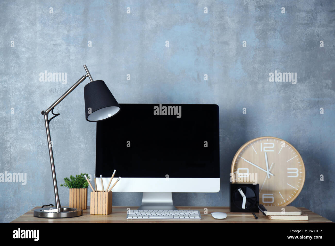 Modern designer workplace with computer Stock Photo - Alamy