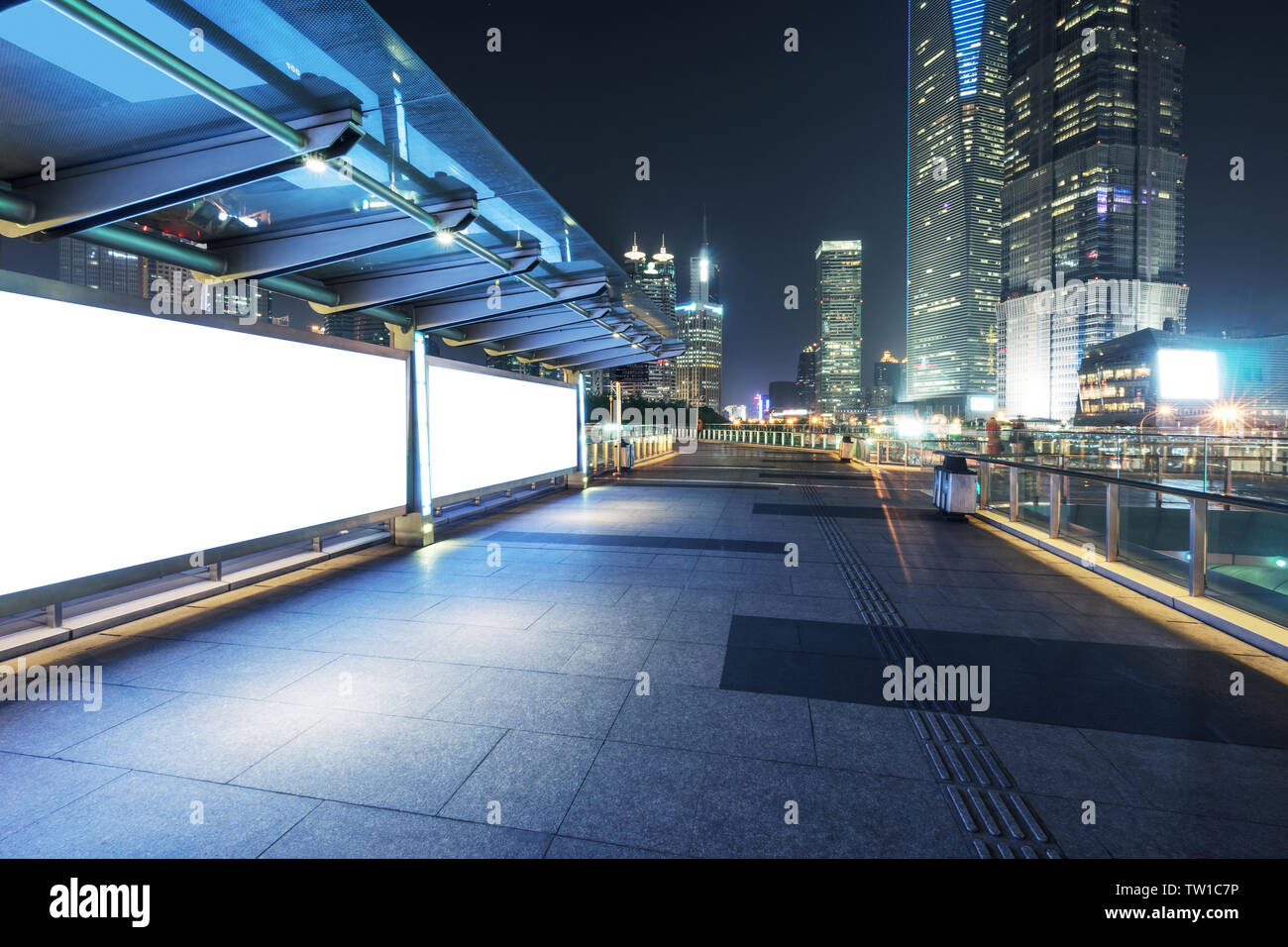 blank propaganda poster by sidewalk in modern city Stock Photo - Alamy