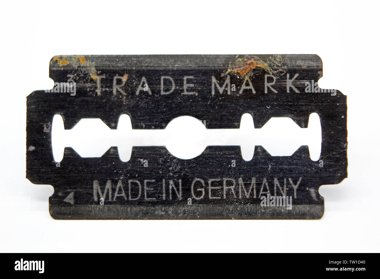 Vintage stainless steel blade made in Germany, isolated on a white ...