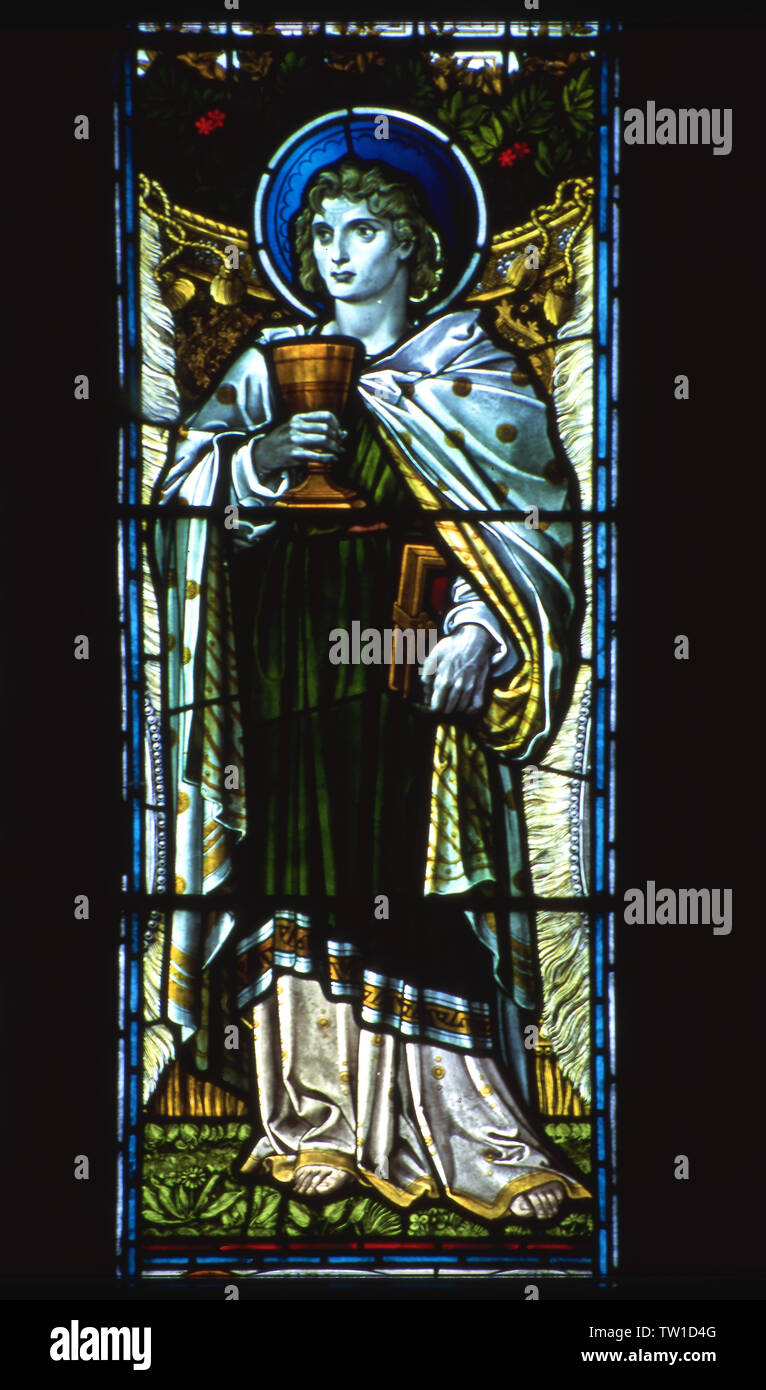 Stained glass window, St John, St Peter's church, Wenhaston Stock Photo ...