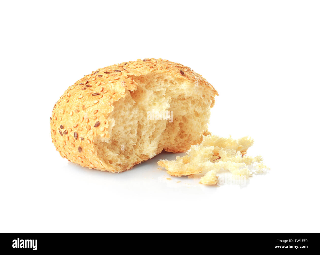 Bread with crumbs on white background Stock Photo - Alamy