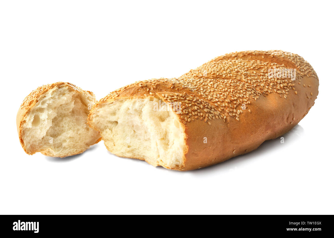 Bread and slice on white background Stock Photo - Alamy
