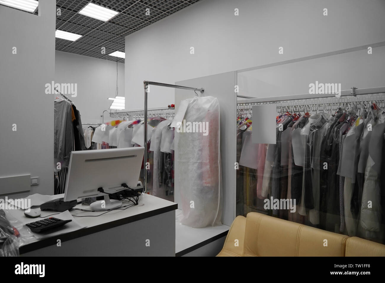 Dry cleaner's workshop interior Stock Photo - Alamy