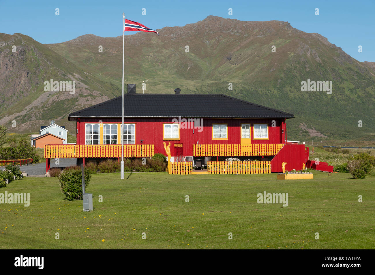 Traditional red house in Vesteralen, Norway Stock Photo - Alamy