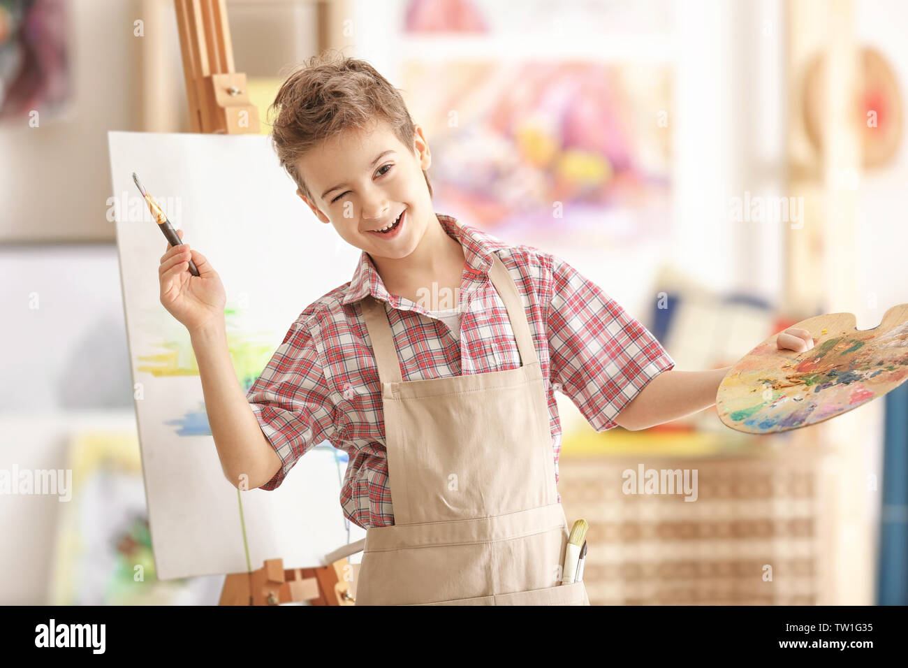 Cute little artist in studio Stock Photo - Alamy