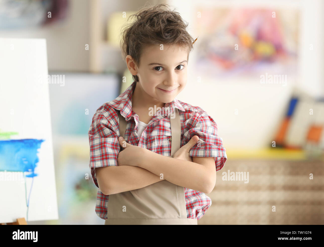 Cute little artist in studio Stock Photo - Alamy