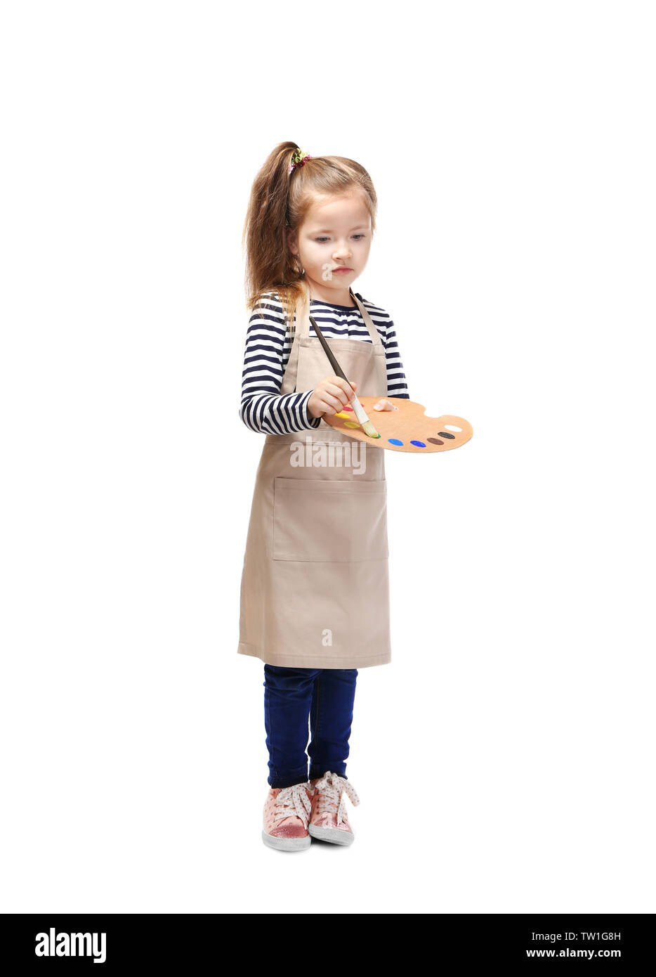 Cute little artist on white background Stock Photo - Alamy