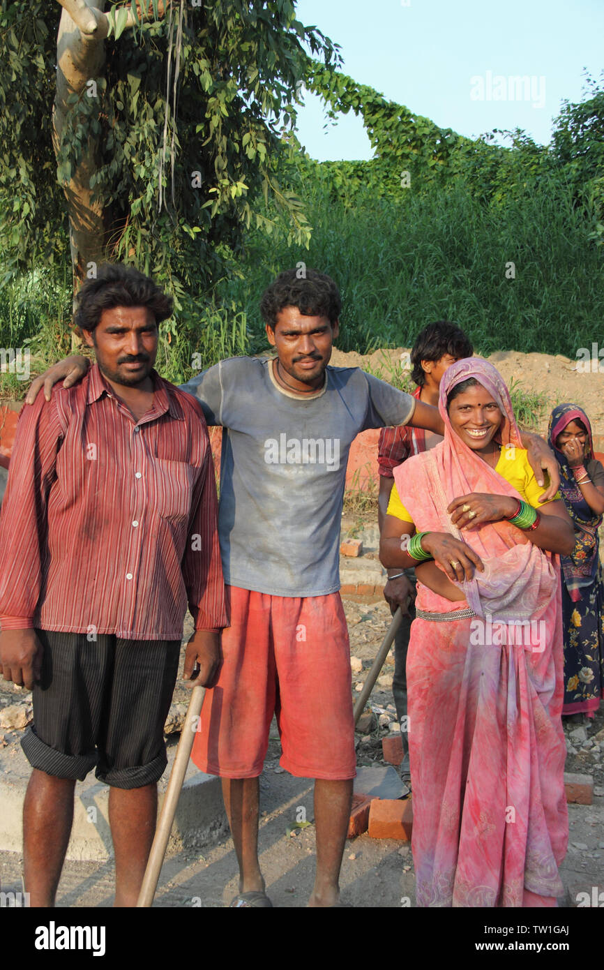Villagers standing together, India Stock Photo - Alamy