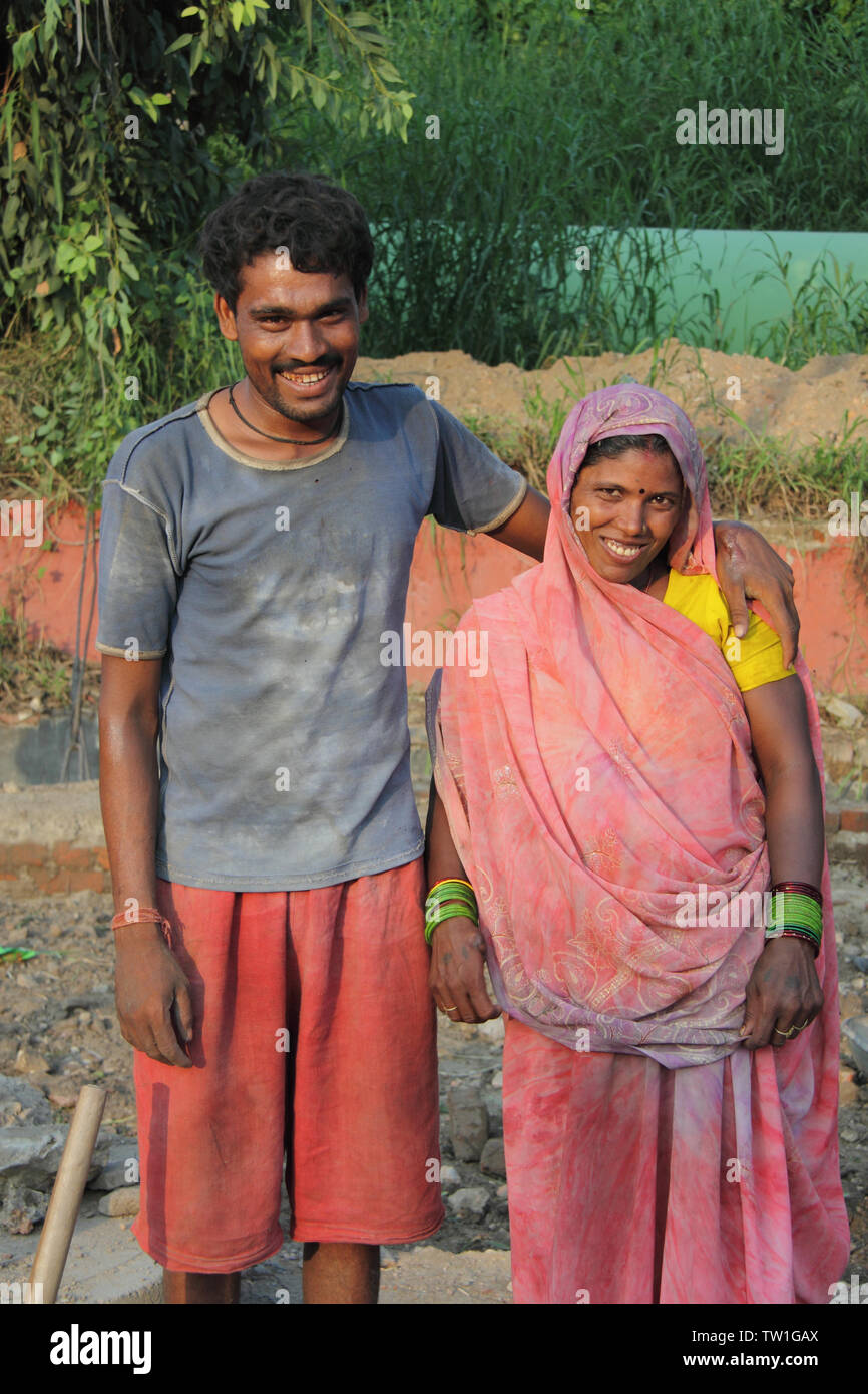 Portrait of a couple standing together and smiling, India Stock Photo ...
