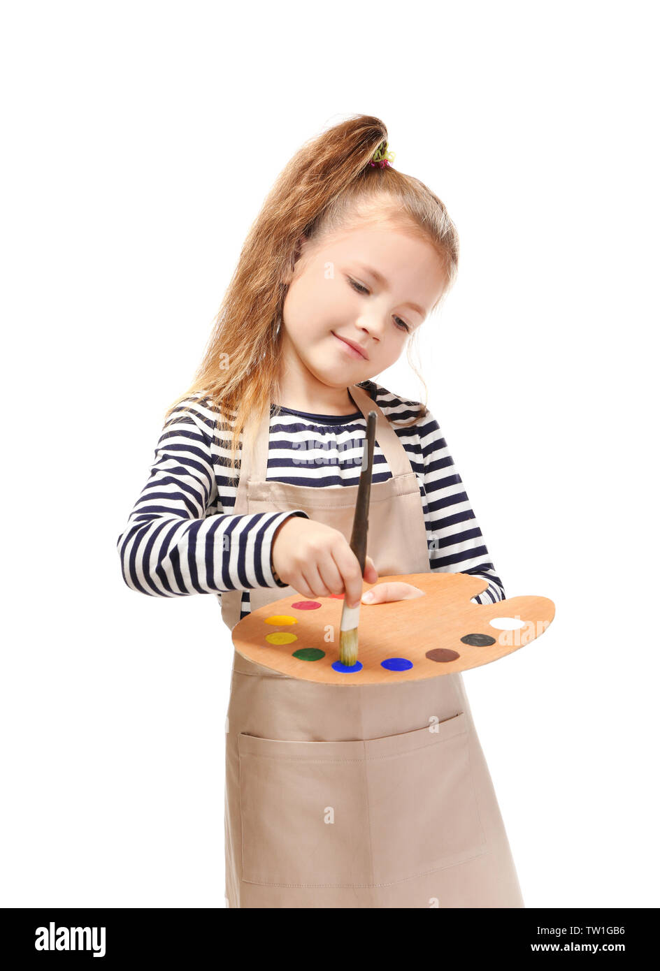 Cute little artist on white background Stock Photo - Alamy