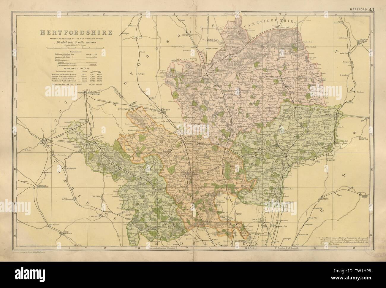 Hertfordshire map hi-res stock photography and images - Alamy