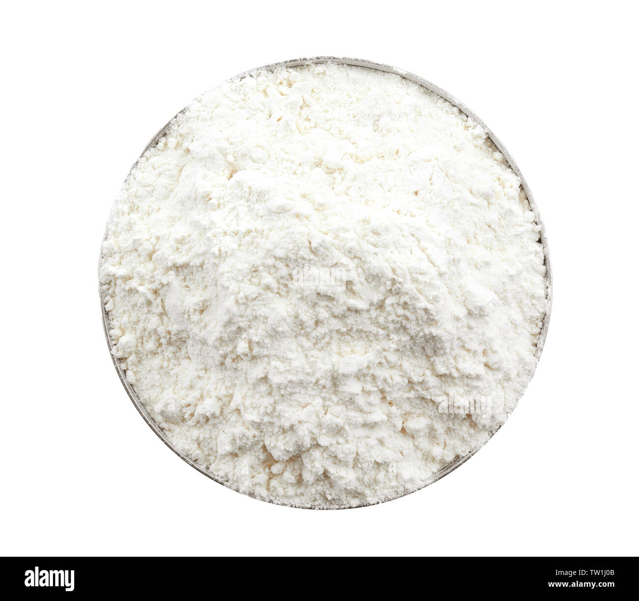 Bowl with flour on white background Stock Photo - Alamy
