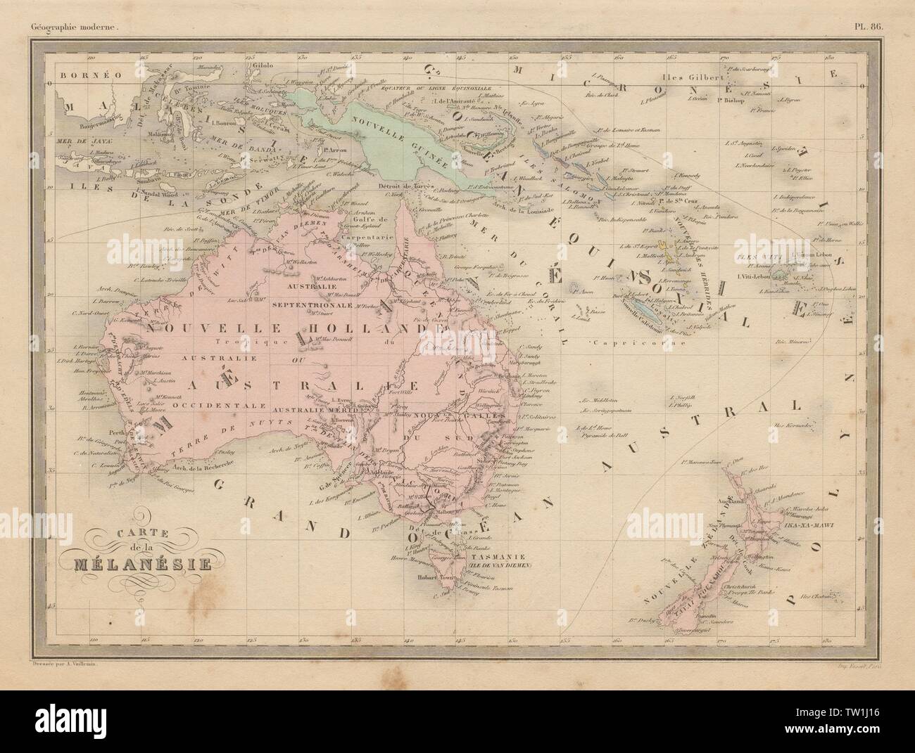 Carte de la Melanésie. Melanesia. Australasia Australia. MALTE-BRUN ...