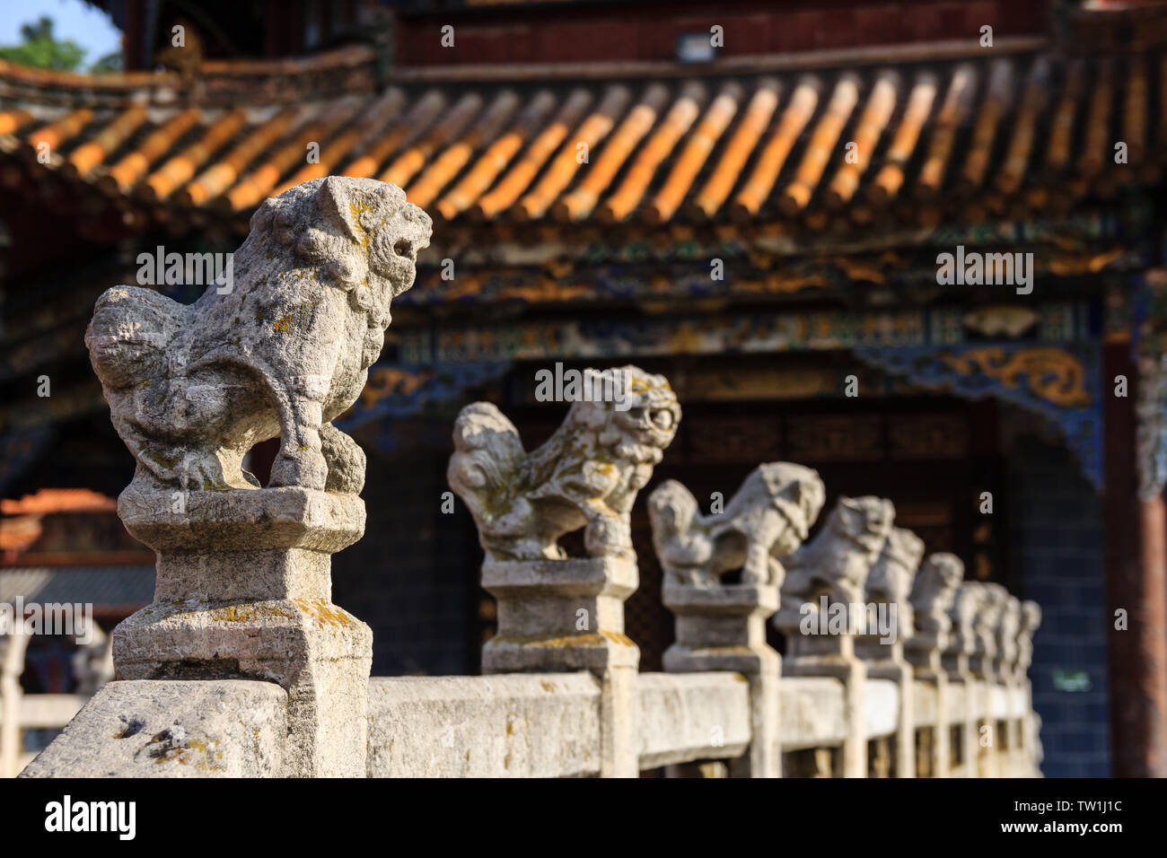 Stone figures in traditional Chinese Buddhist temple Stock Photo - Alamy