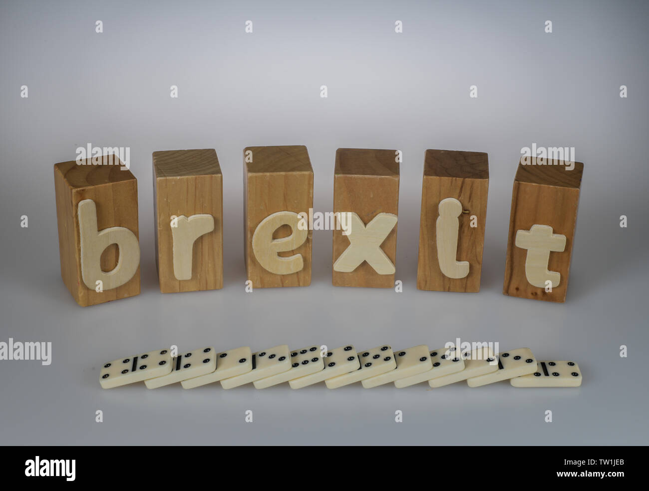 Brexit concept showing brexit word and fallen dominos Stock Photo - Alamy