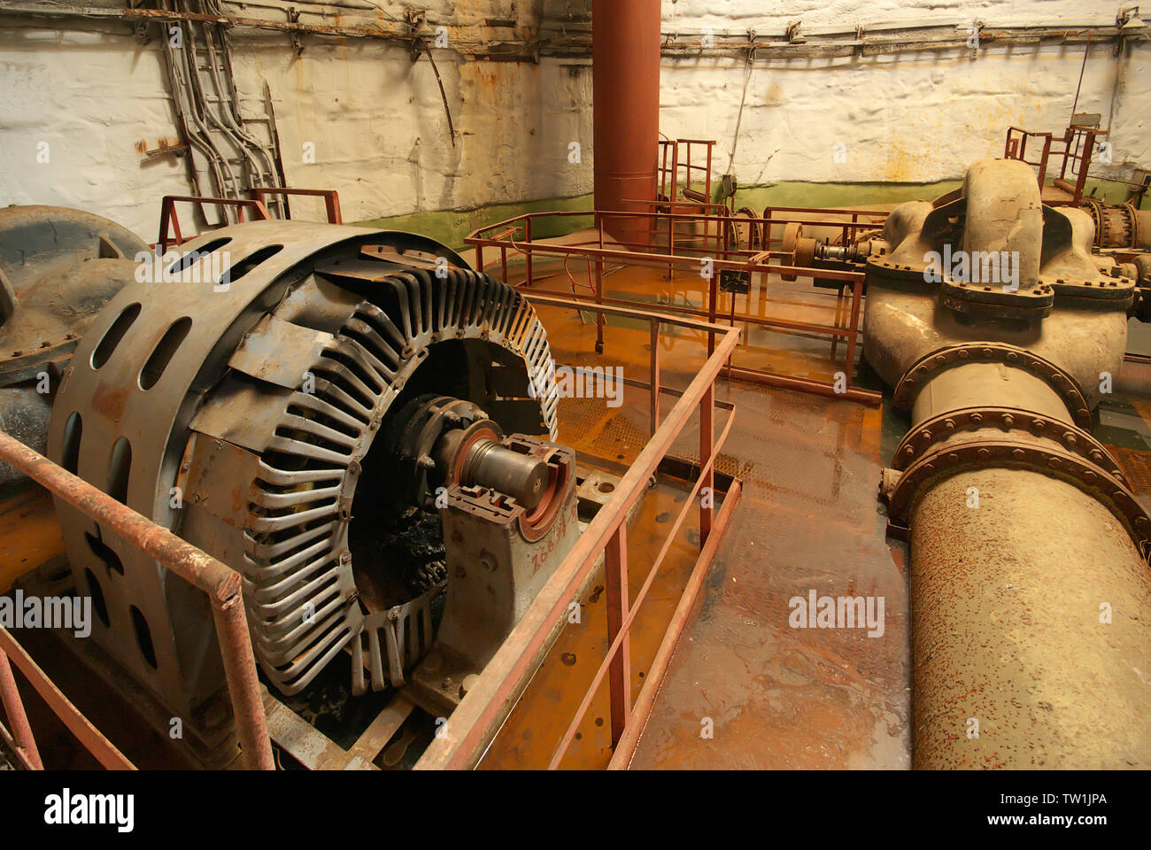 Old rusted pump station. Inside of industrial object Stock Photo - Alamy