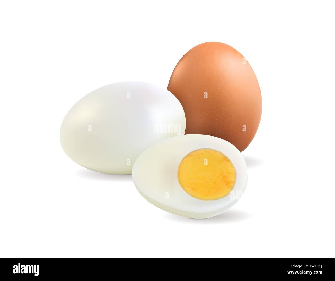 Realistic hard boiled eggs isolated on white background vector illustration. EPS10 Stock Vector ...