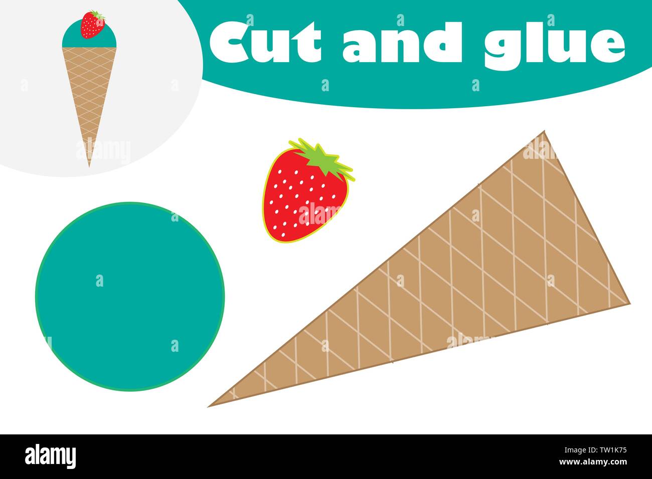 Ice cream in cartoon style, education game for the development of ...