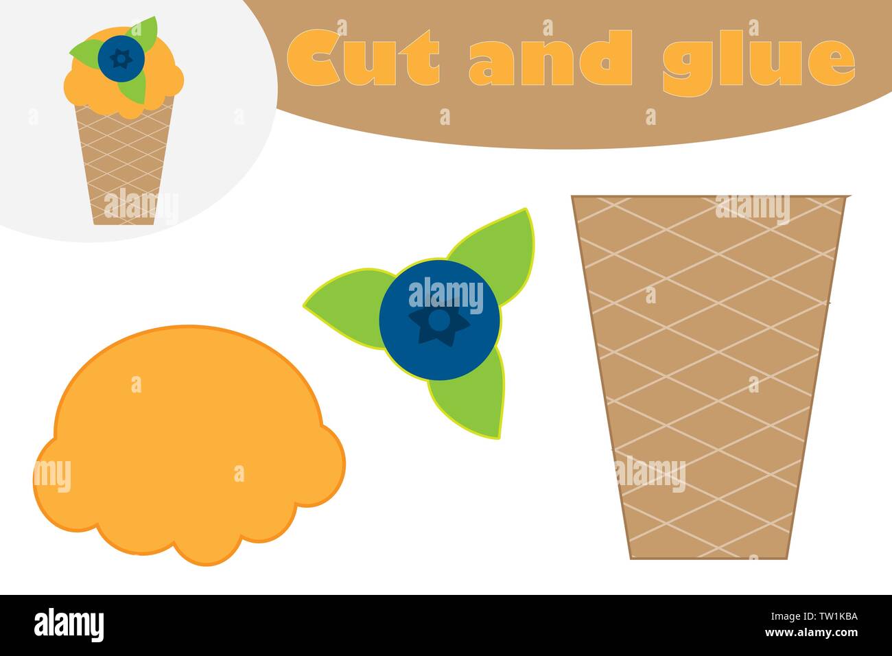 Ice cream in cartoon style, education game for the development of ...