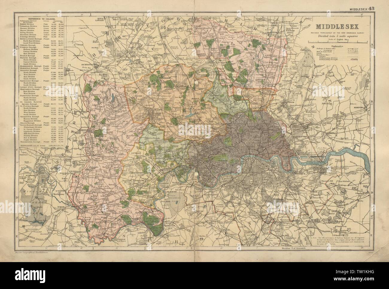 Middlesex county map hi-res stock photography and images - Alamy
