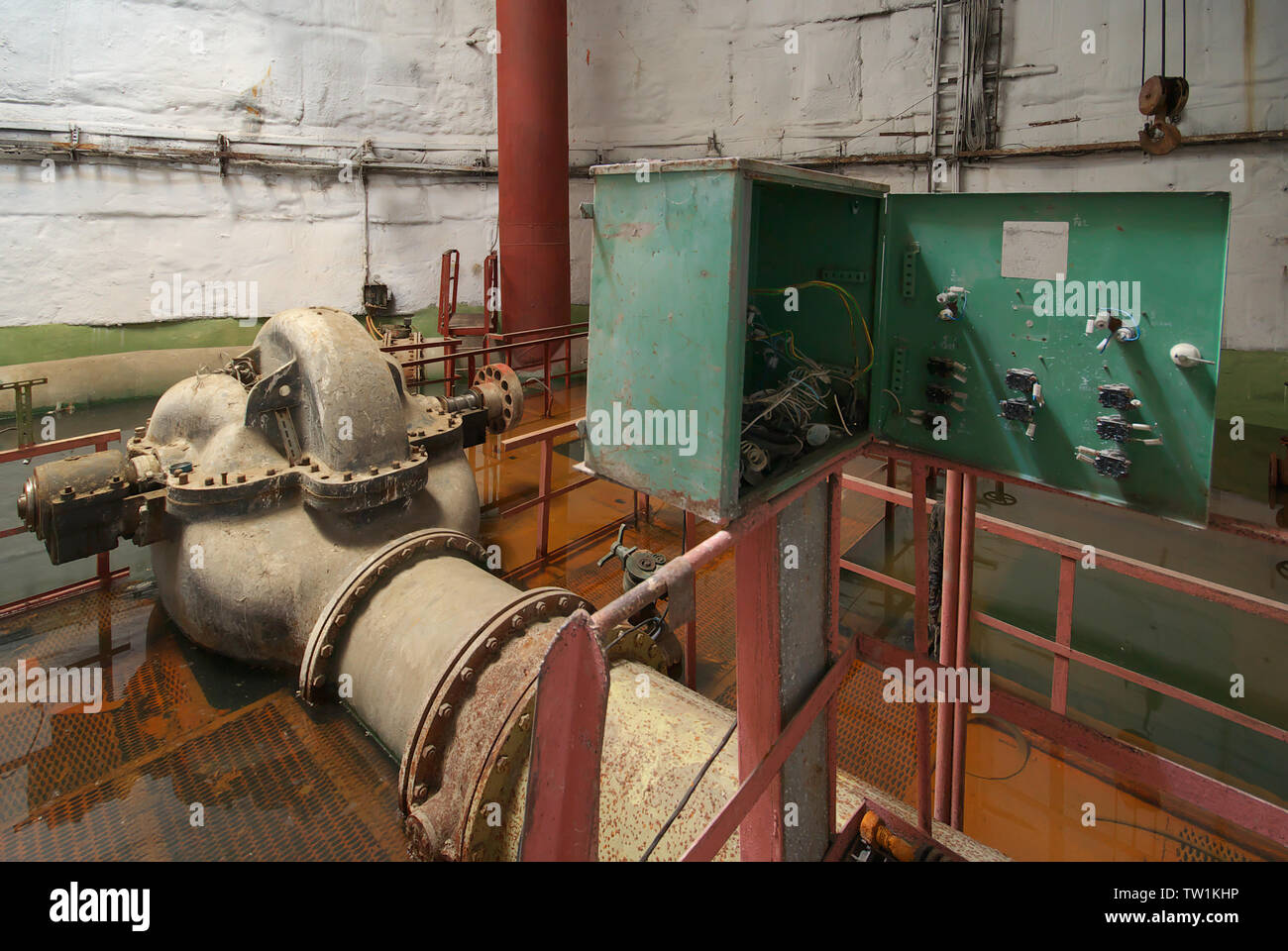 Old rusted pump station. Inside of industrial object Stock Photo - Alamy