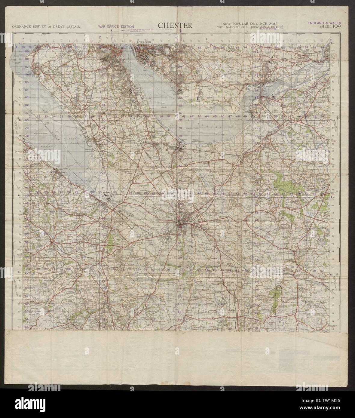 War Office Sheet 109 CHESTER Cheshire Birkenhead Mersey ORDNANCE SURVEY ...