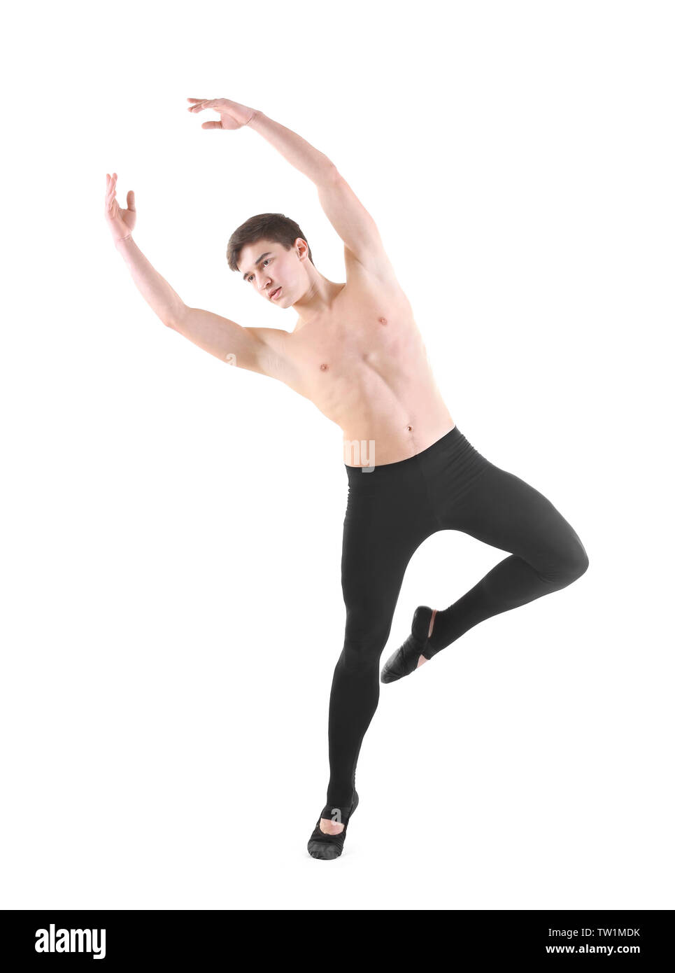 Handsome young ballet dancer on white background Stock Photo - Alamy