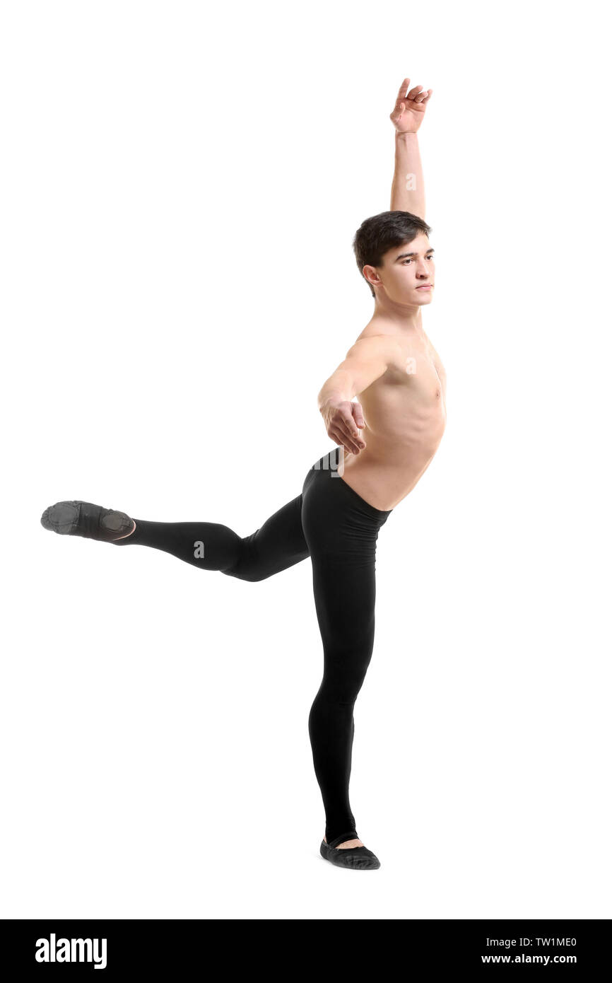 Handsome young ballet dancer on white background Stock Photo - Alamy