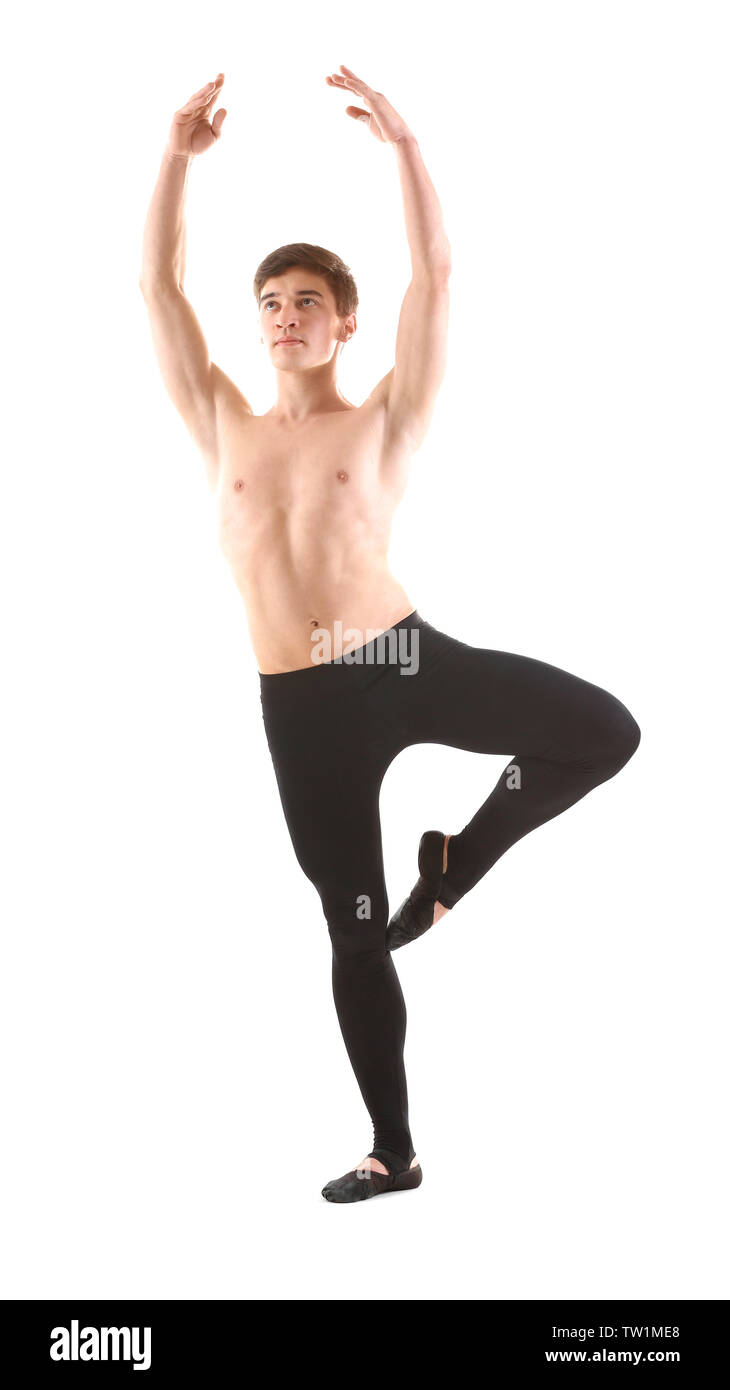 Handsome young ballet dancer on white background Stock Photo - Alamy