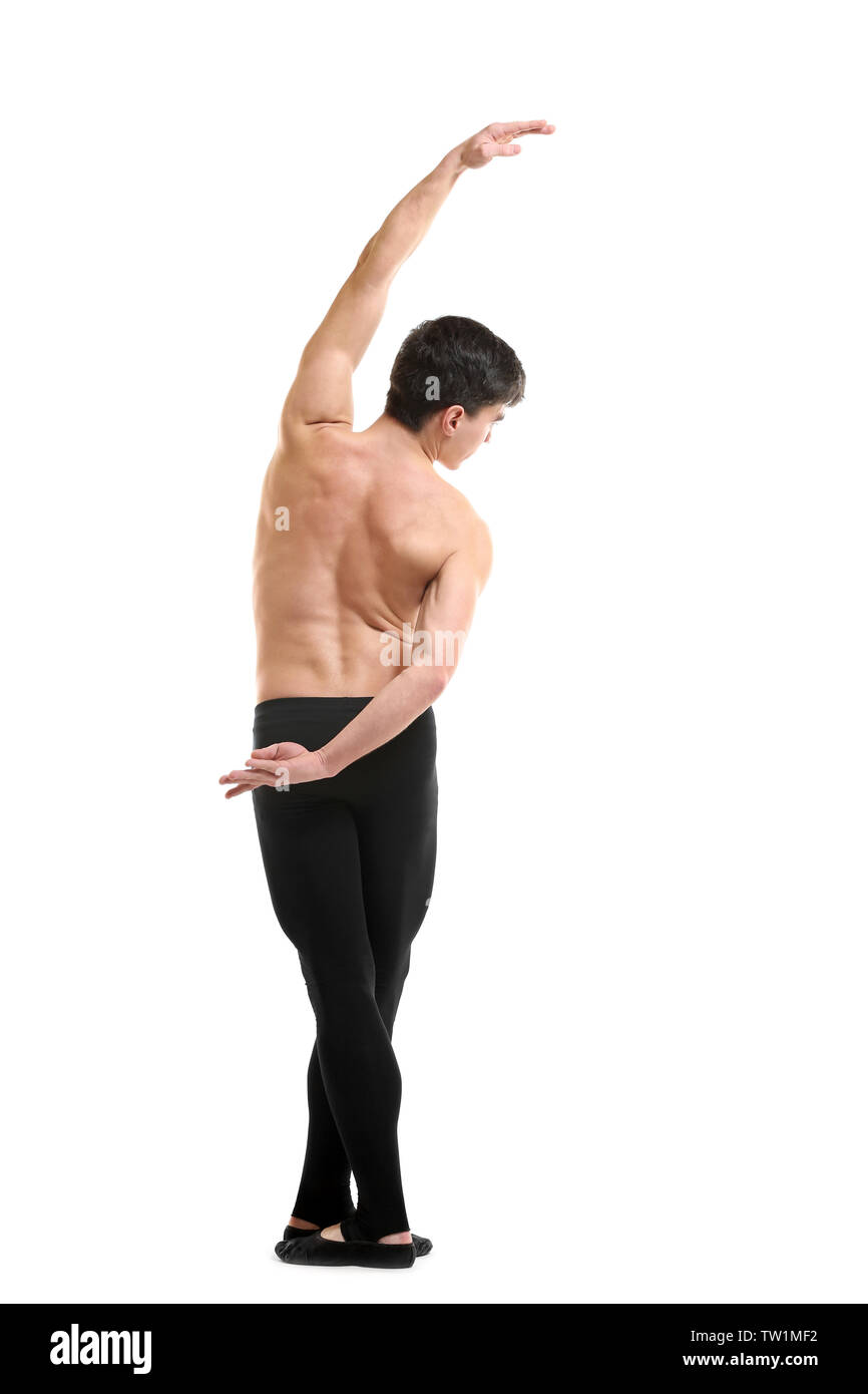 Handsome young ballet dancer on white background Stock Photo - Alamy