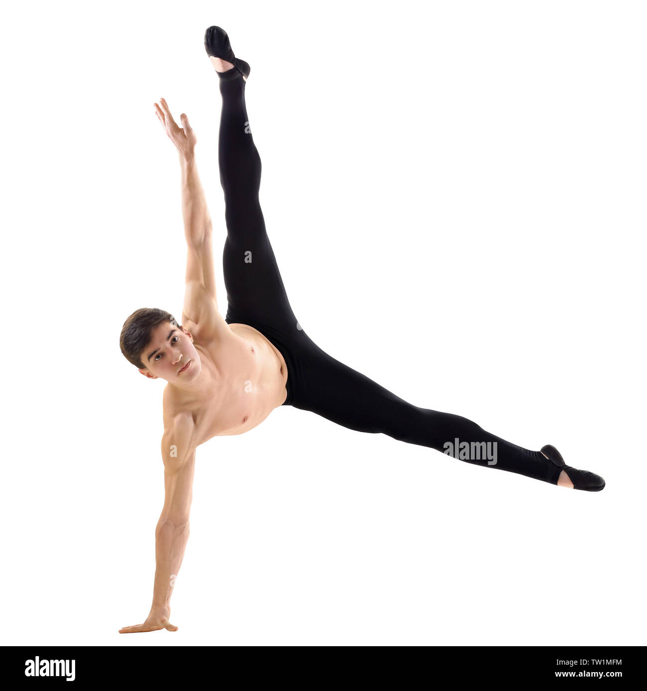 Handsome young ballet dancer on white background Stock Photo - Alamy