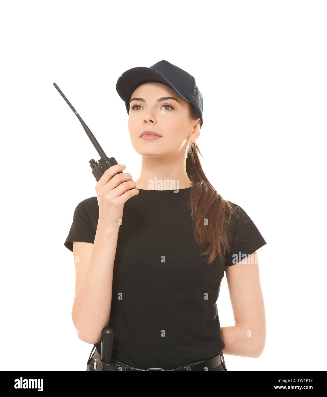 Police woman talking to security guard hi-res stock photography and ...