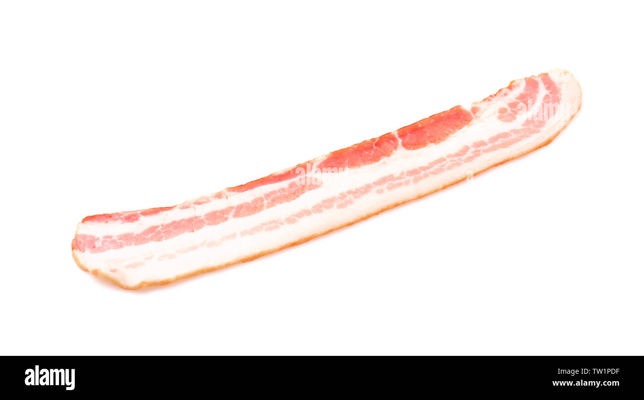 Strip of bacon on white background Stock Photo - Alamy