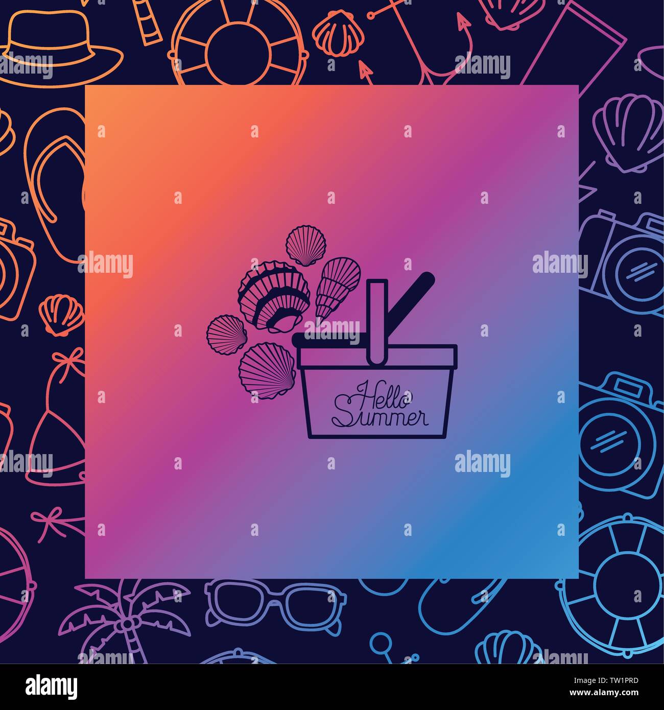 Hello summer inside frame design Stock Vector Image & Art - Alamy