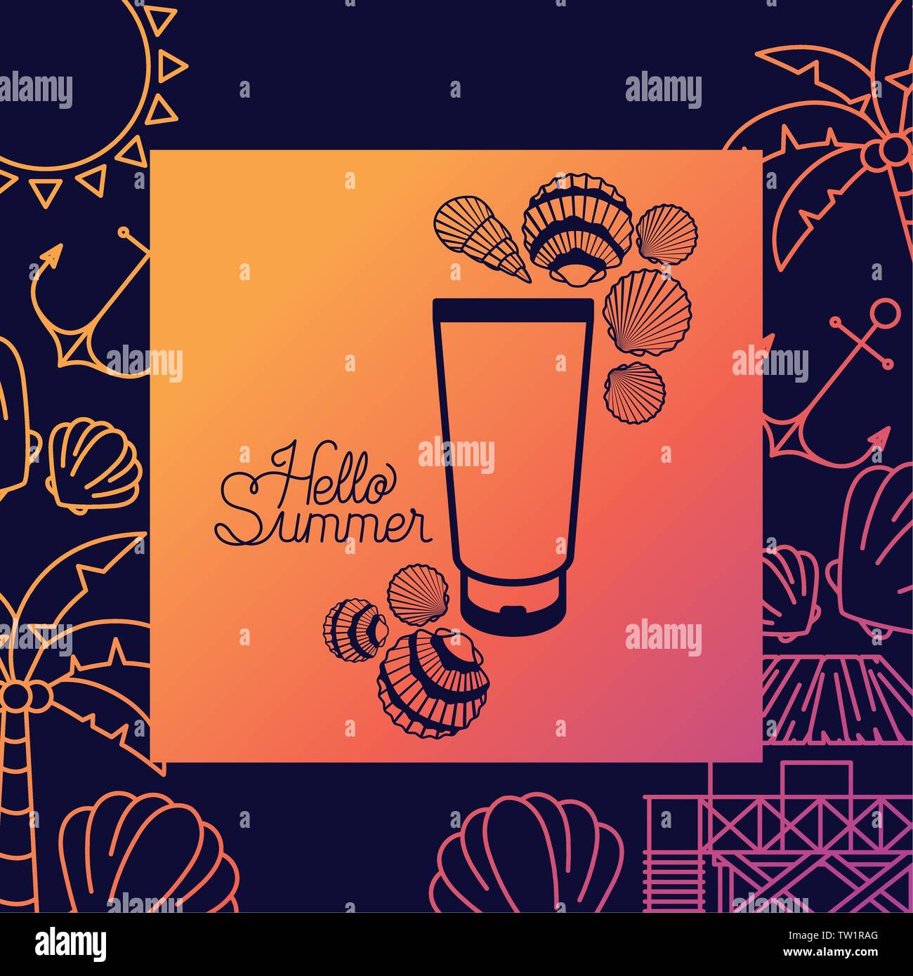 Hello summer inside frame design Stock Vector Image & Art - Alamy
