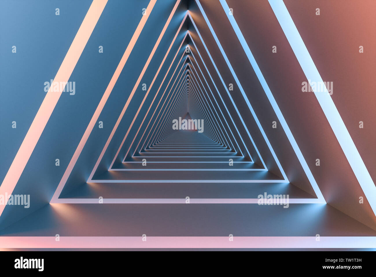 Three-dimensional rendering, luminous triangular channel Stock Photo ...