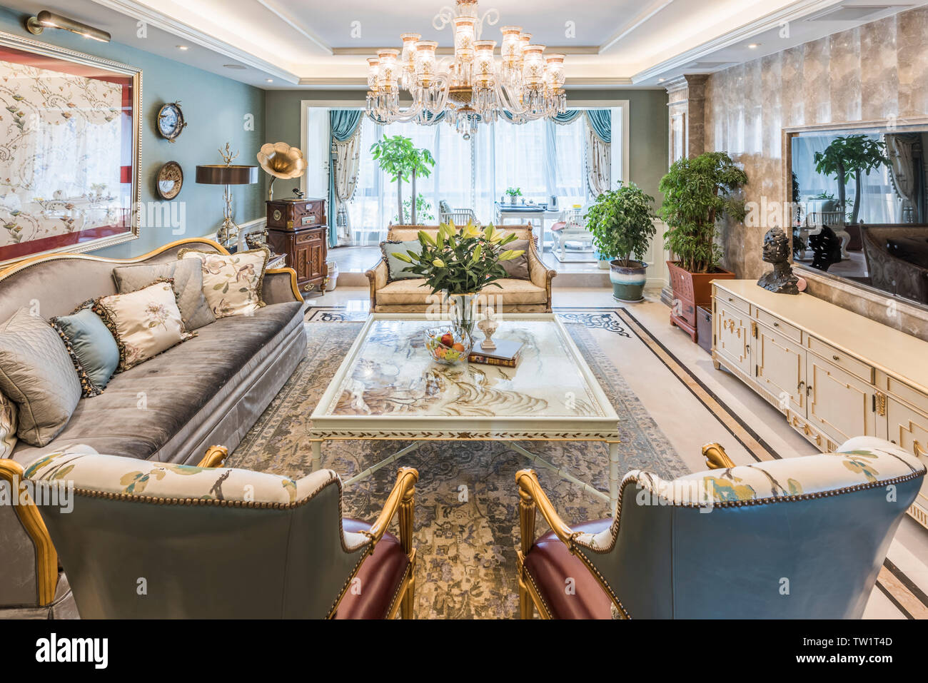 Design of interior design space of model room in modern living room ...